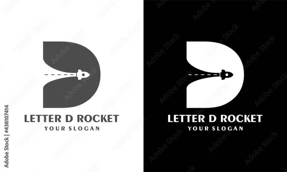 Ilustration vector graphic of Letter D template logo with rocket launch ...