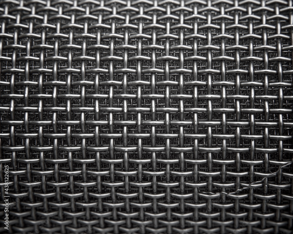 Closeup of a gray metallic microphone grill Stock Photo | Adobe Stock