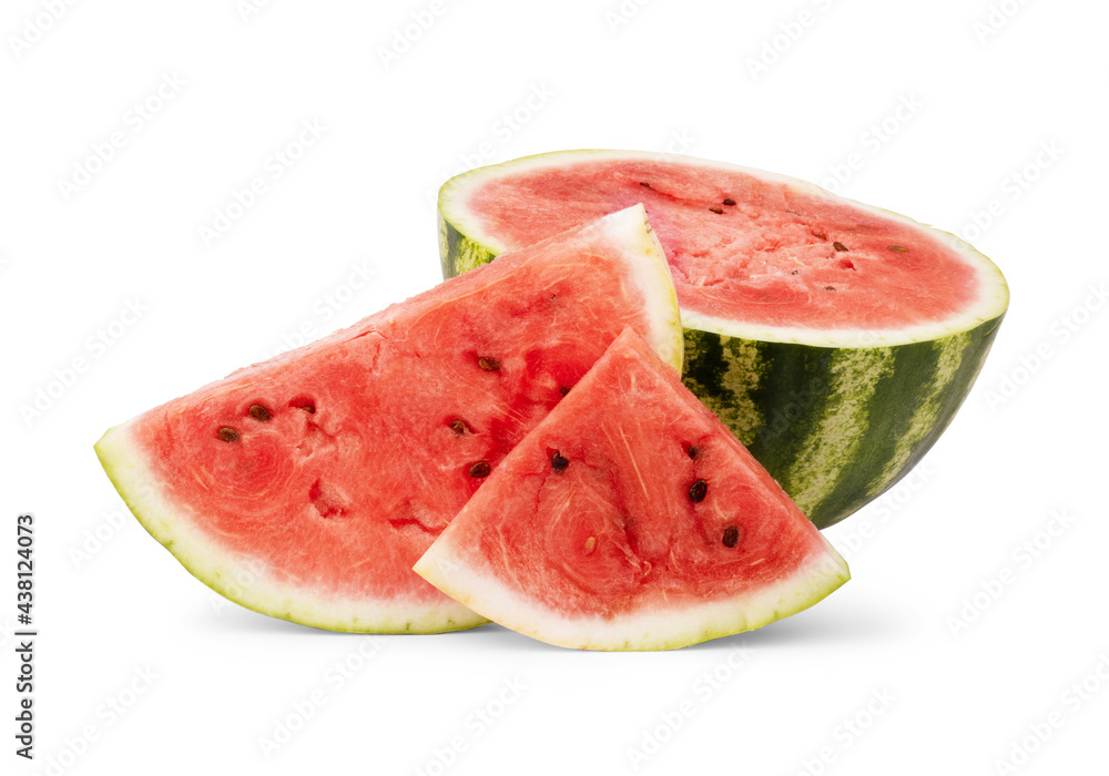 whole and half watermelon isolated on white background Stock Photo ...