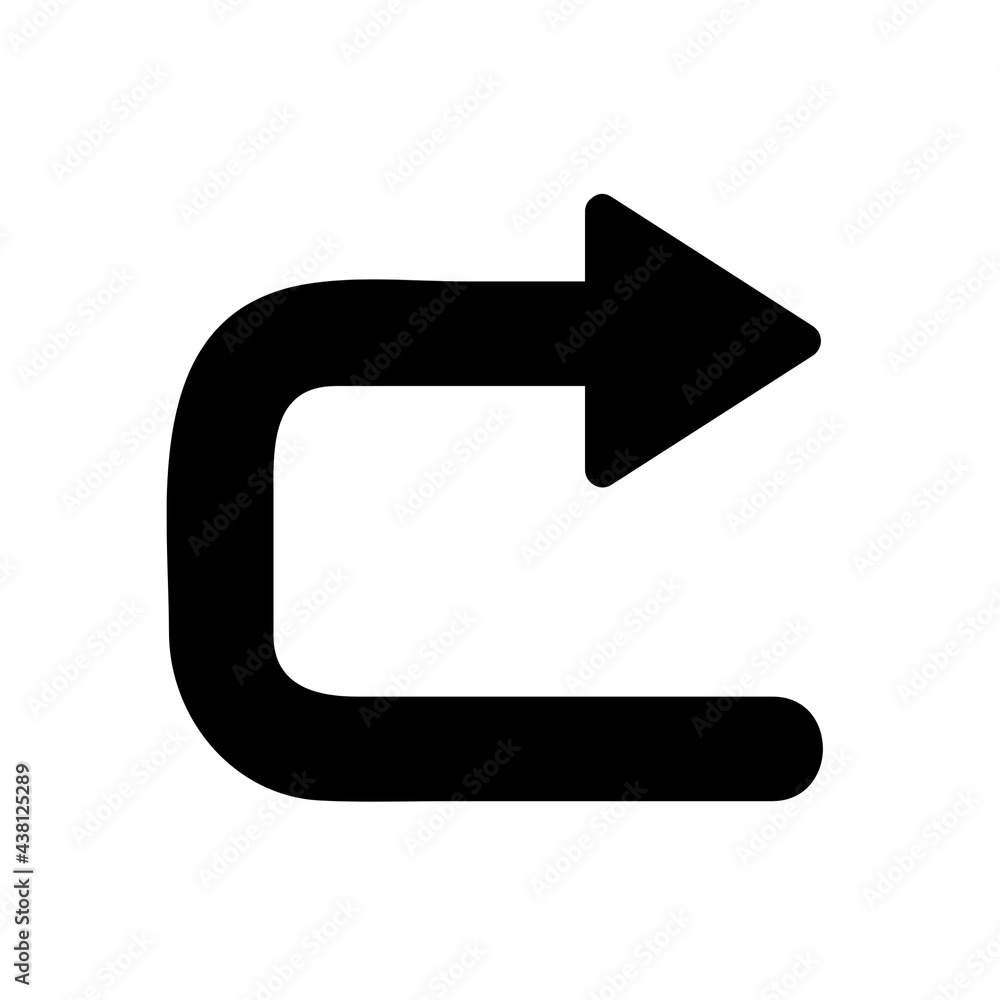 Curved return arrow icon or symbol isolated on white background Stock ...