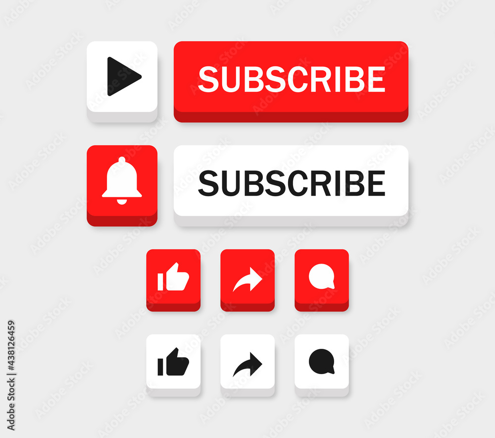 youtube subscribe button with bell icon and Social media notification ...