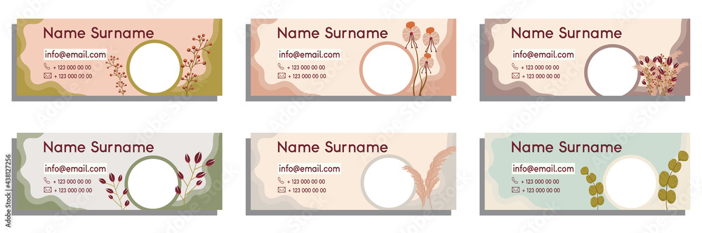 Set template for signing in an email. Place photography, with abstract ...