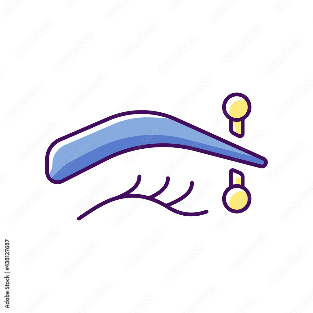 Eyebrow piercing RGB color icon. Isolated vector illustration. Metal ...