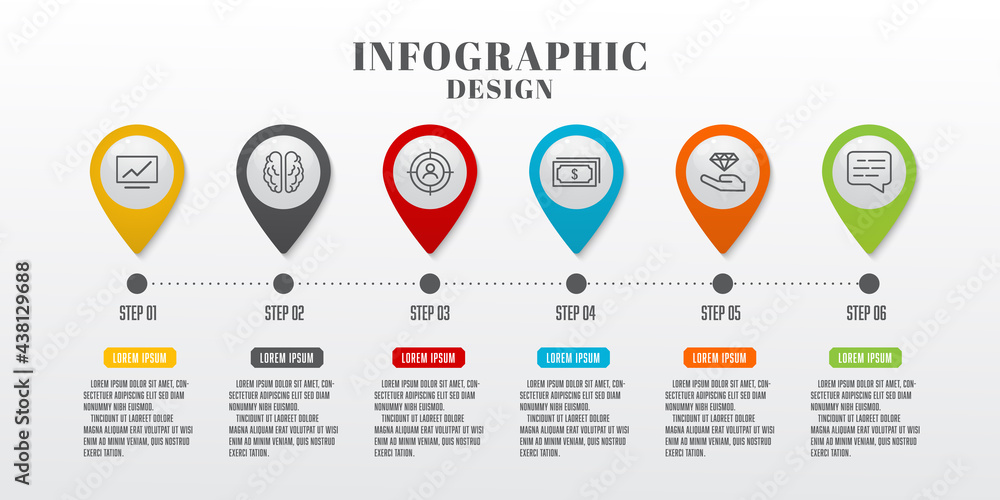 Vector modern business timeline process chart infographic template ...