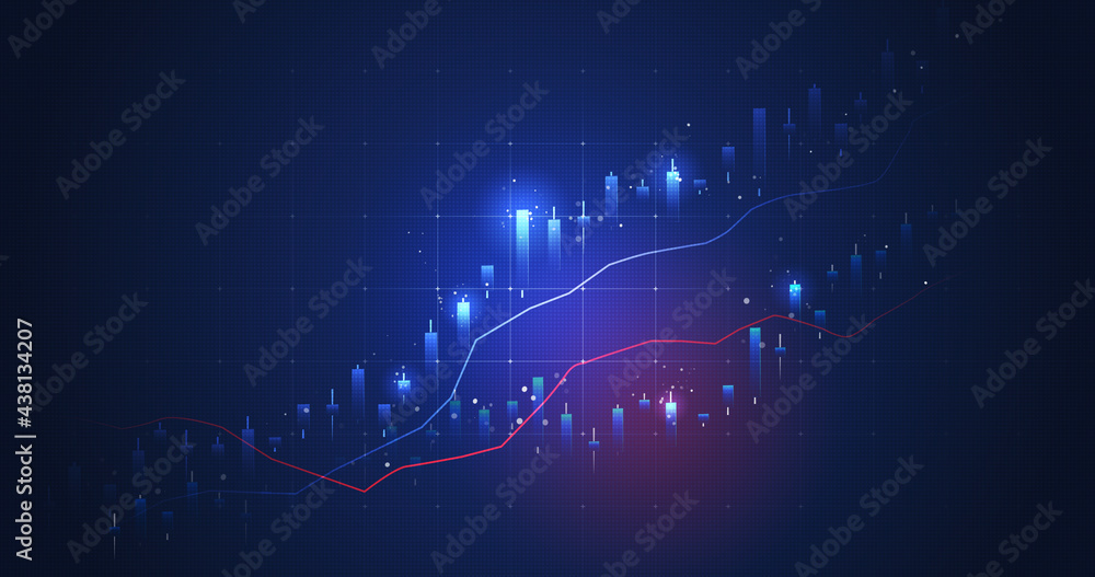 Glowing light market chart of business glowing stock graph or ...