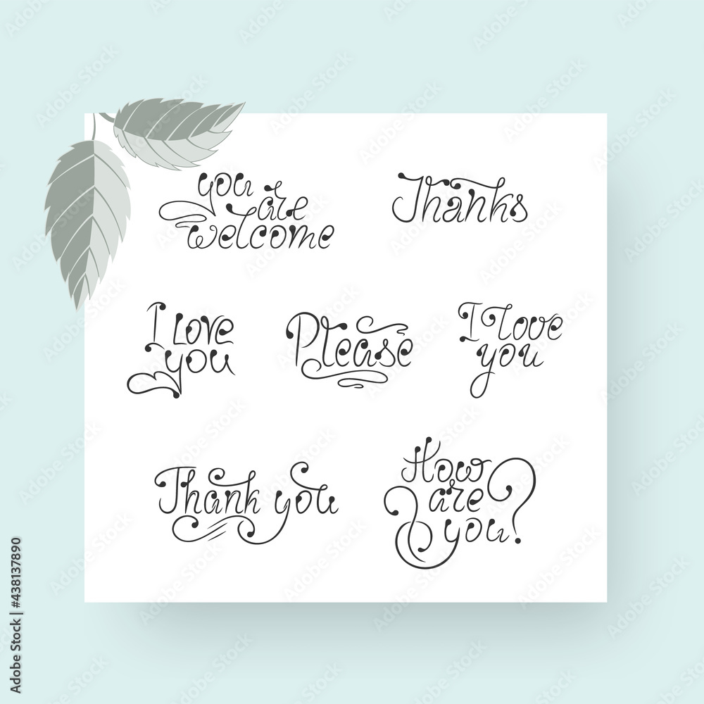 Vector calligraphic lettering template for messages with presentation ...