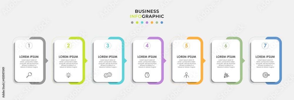 Vector Infographic design business template with icons and 7 options or ...