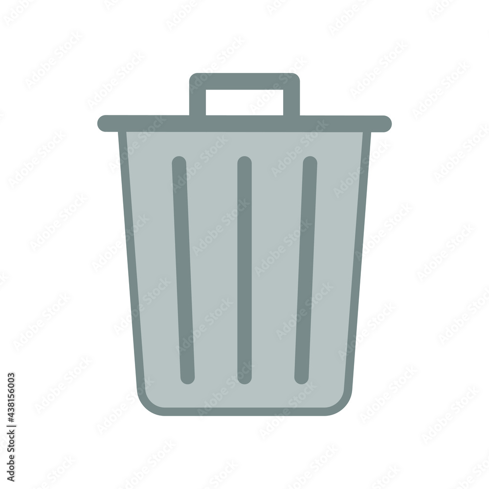 Trashcan icon. Carbage can symbol. Flat shape delete sign. Trash ...