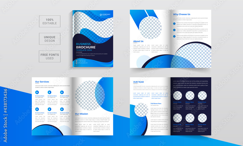 Brochure template design. Business bifold brochure. Creative bi-fold ...
