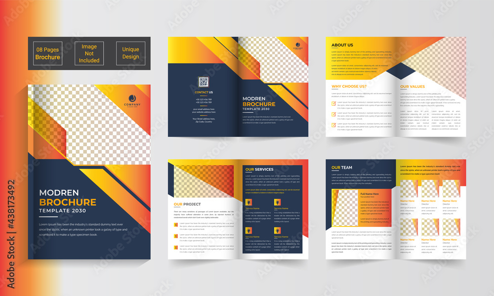 Brochure template design. Business bifold brochure. Creative bi-fold ...