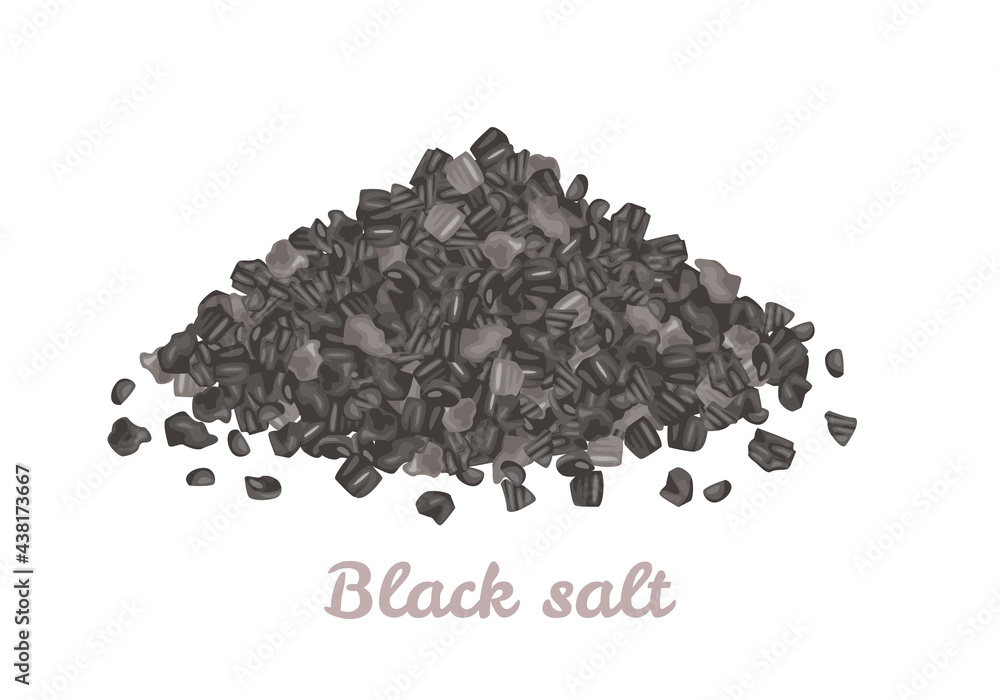 Heap of Himalayan black rock salt isolated on white background. Vector ...