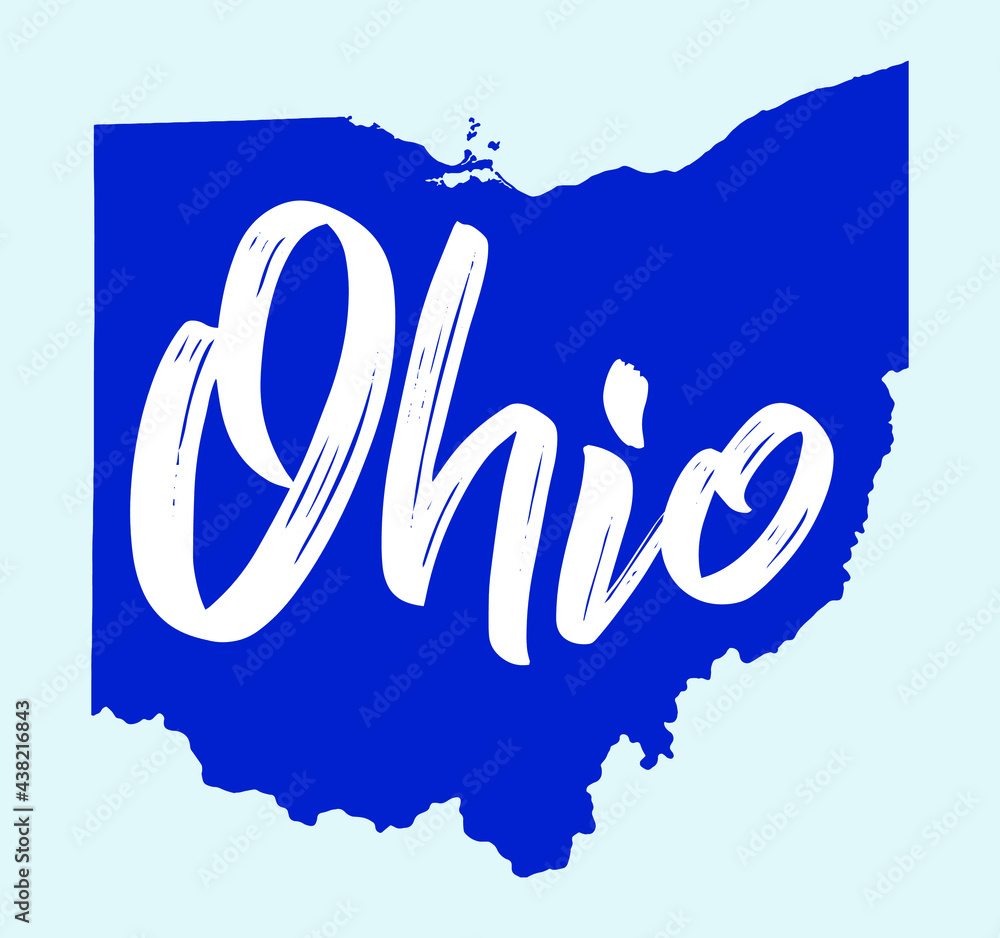 Ohio State Outline and Hand Drawn Lettering Illustration - Vector file ...