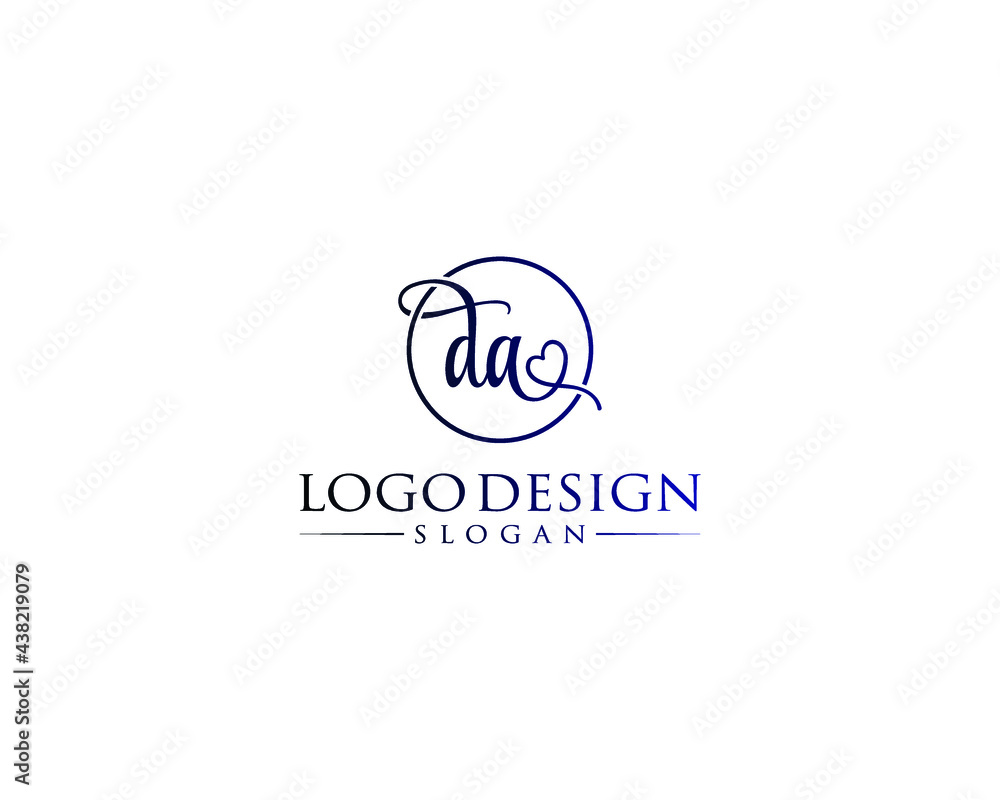 Letter DA initial handwriting vector logo design, da script letter logo ...