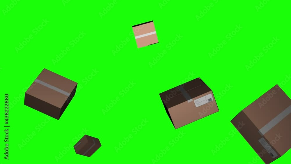 Cardboard box falling in front of green screen, background delivery ...