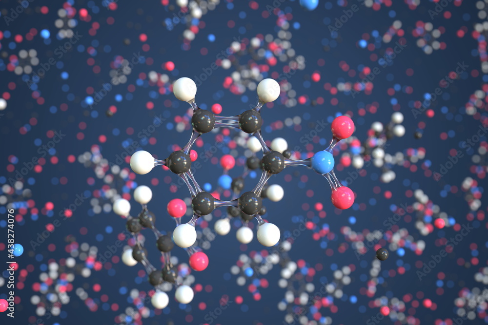 Nitrobenzene molecule, conceptual molecular model. Chemical 3d ... Nitrobenzene molecule, conceptual molecular model. Chemical 3d ...