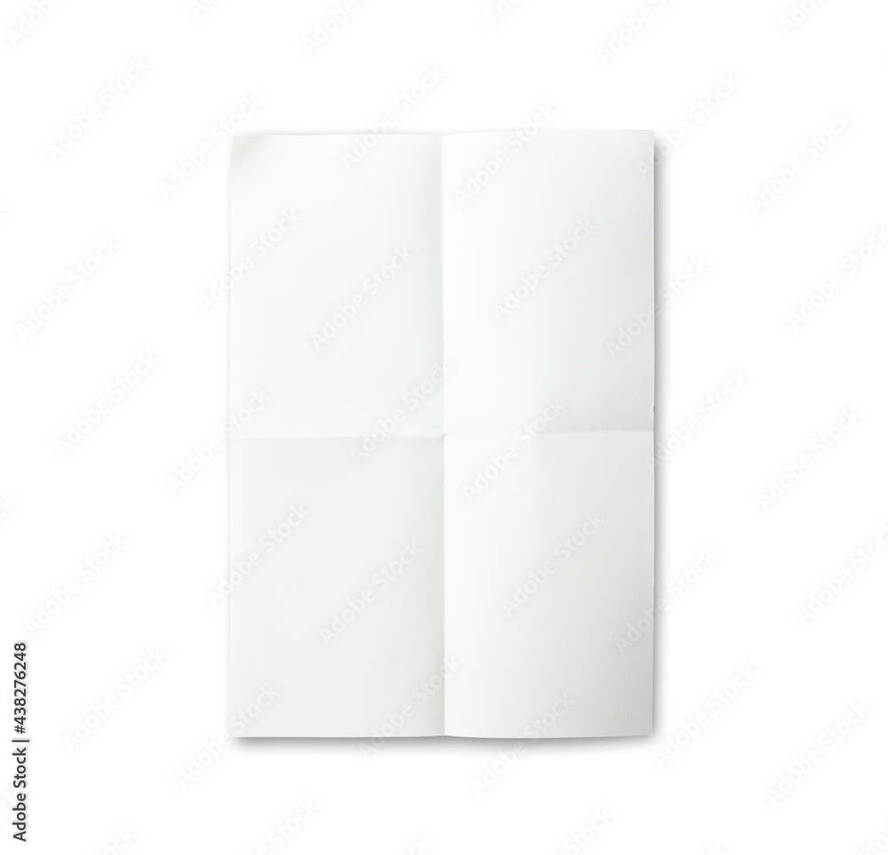 Foto de Blank paper with fold mark, isolated on white. Vertical Four ...