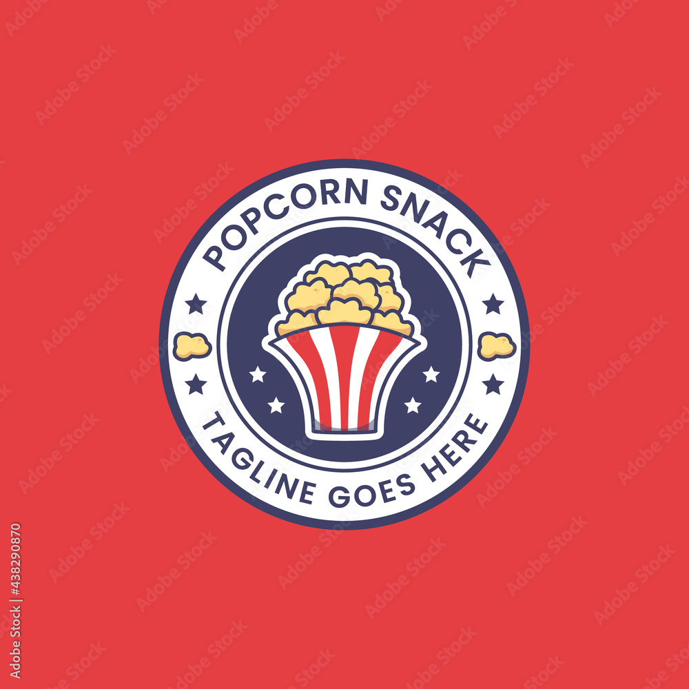 popcorn snack logo icon round badge sticker Stock Vector | Adobe Stock