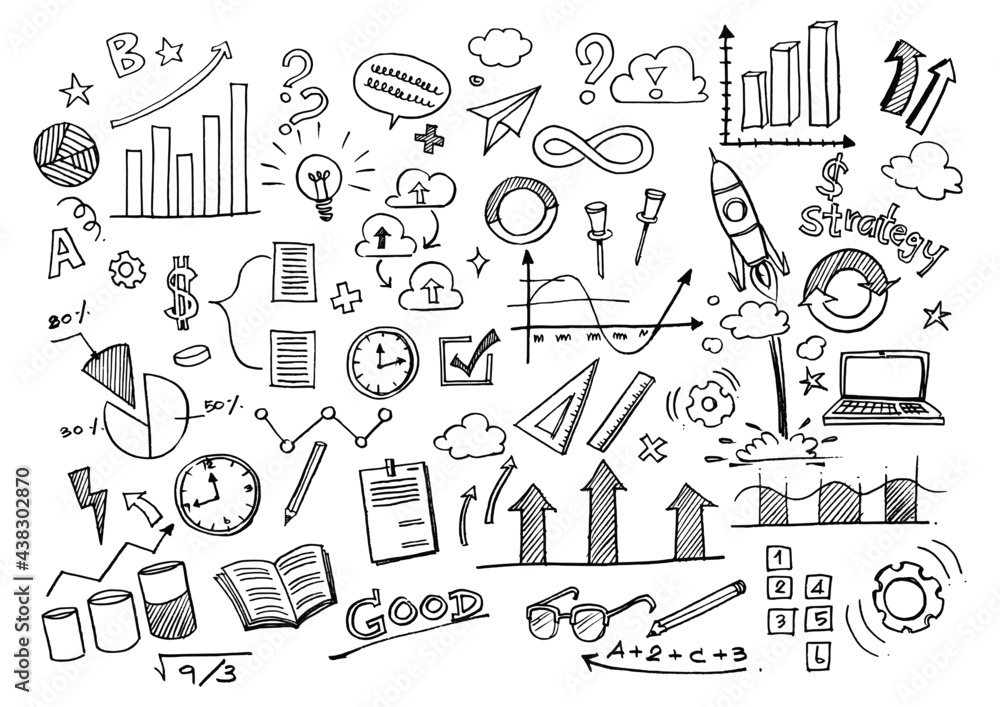 Hand Drawn Business background,Doodles vector illustration. Stock ...
