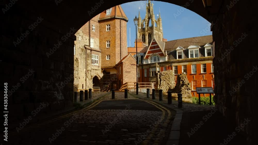 Entering the Black Gate of Newcastle, England, UK, built in 1250 during ...