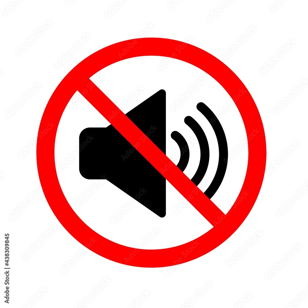 Sound stop icon or ban forbidden no noise prohibition sound stop icon ...