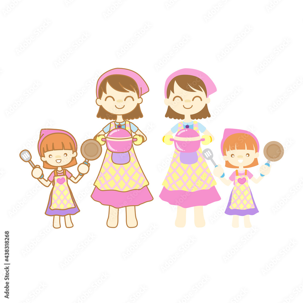 Happy Family Cooking Food Together, mom and children cooking in kitchen ...