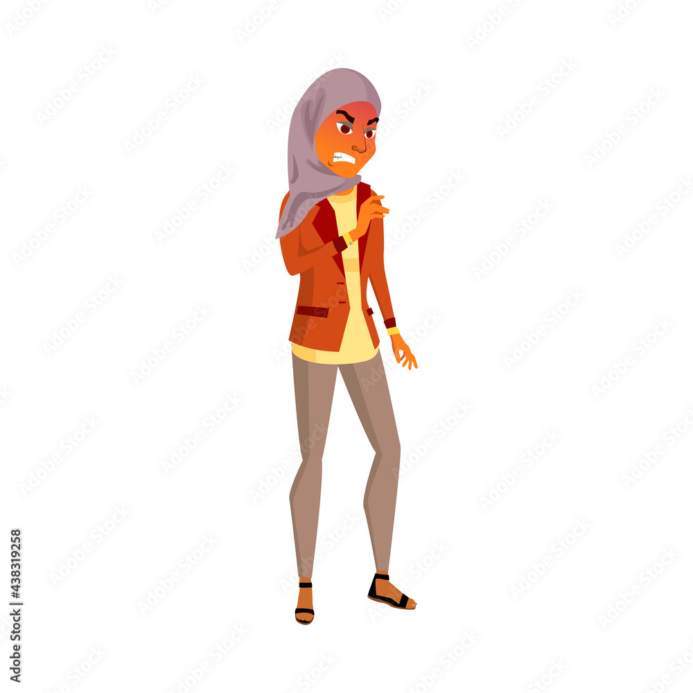 angry islamic woman screaming at children cartoon vector. angry islamic ...