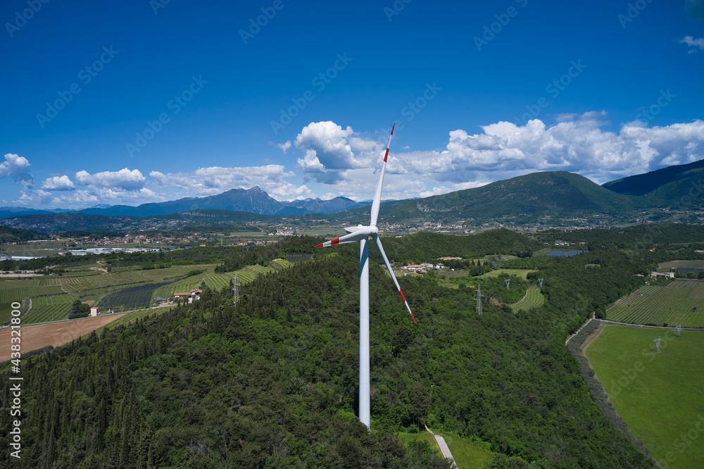 Wind turbine in Italy. Wind generators in the mountains of Italy. Wind ...