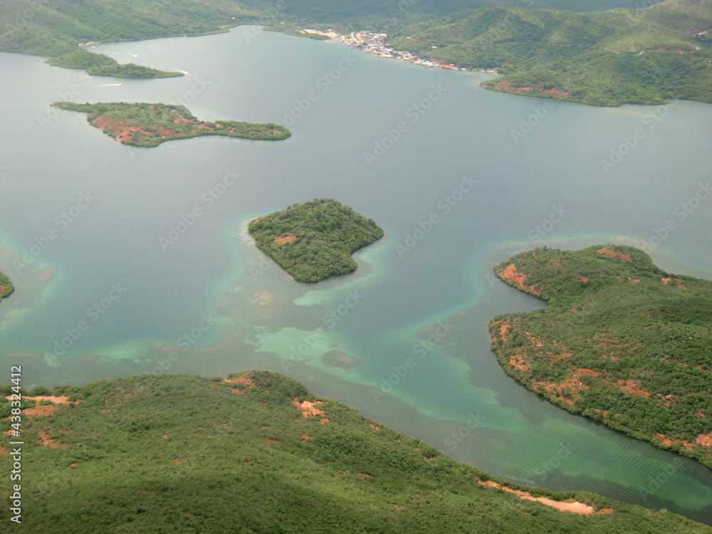 Aerial photography of the Venezuelan coasts and islands in the east of ...