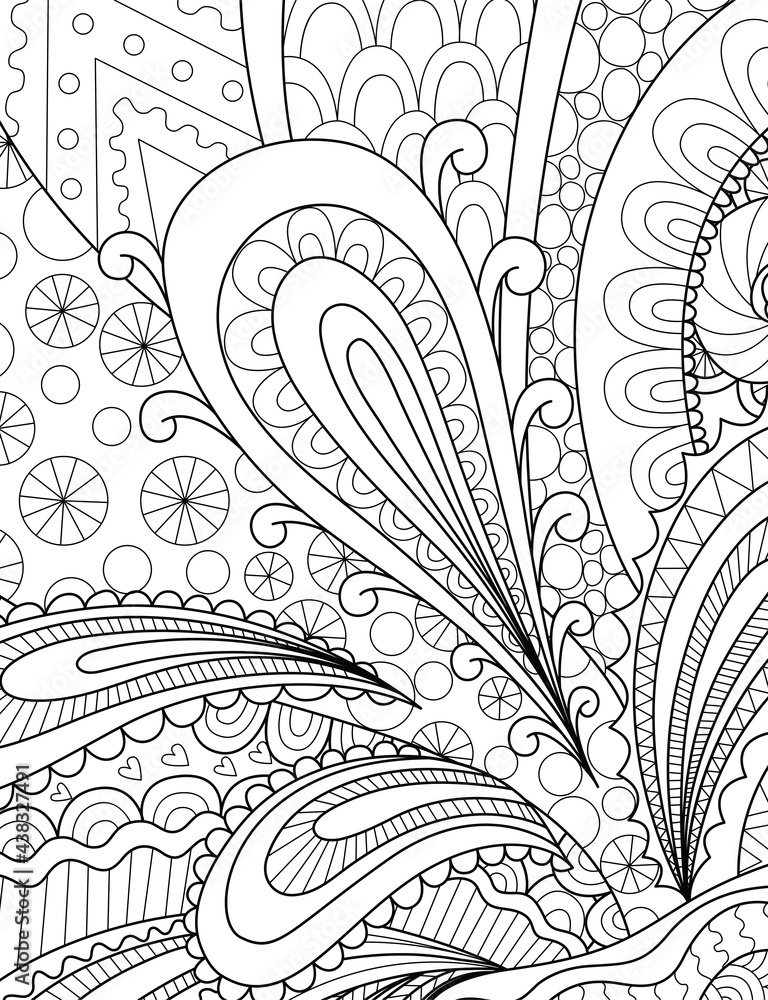 Abstract art for background, adult coloring book, coloring page with ...