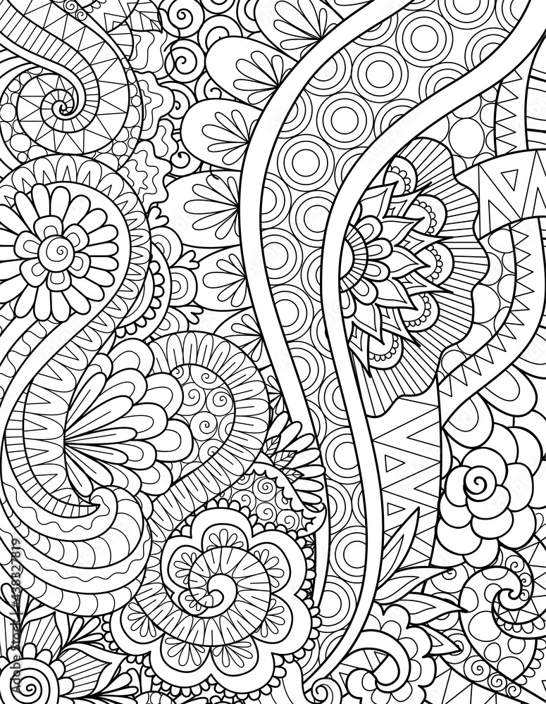 Abstract art for background, adult coloring book, coloring page with ...