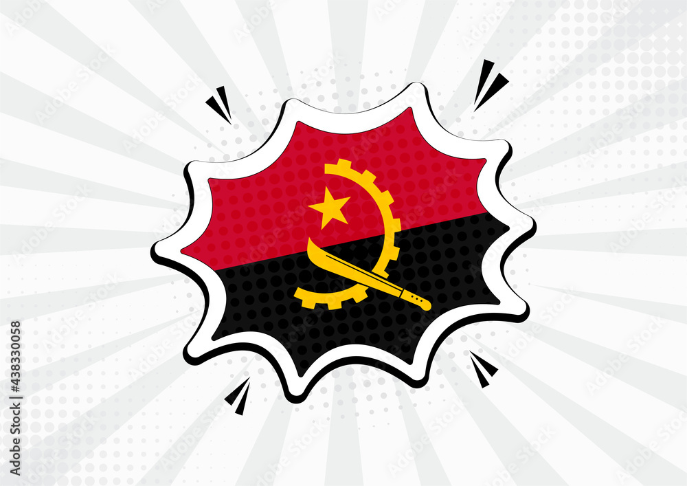 Artistic Angola country comic flag illustration. Abstract flag speech ...