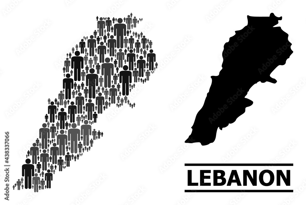 Map of Lebanon for social proclamations. Vector demographics collage ...