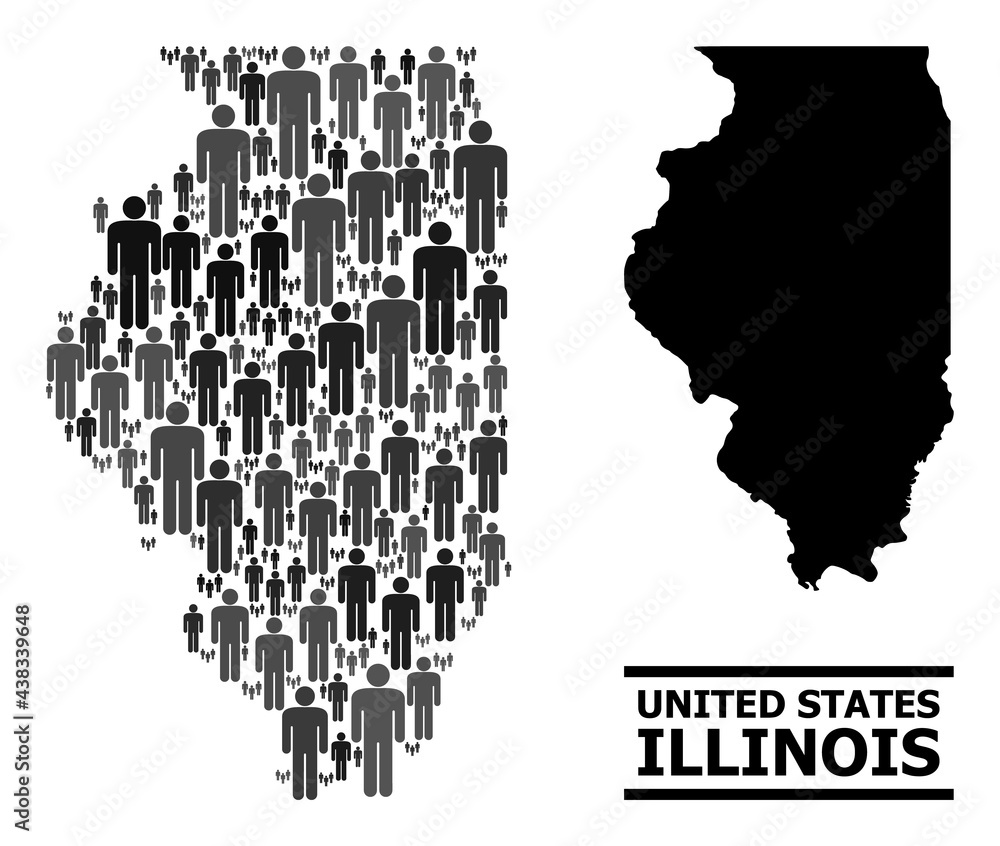 Map of Illinois State for demographics posters. Vector population ...