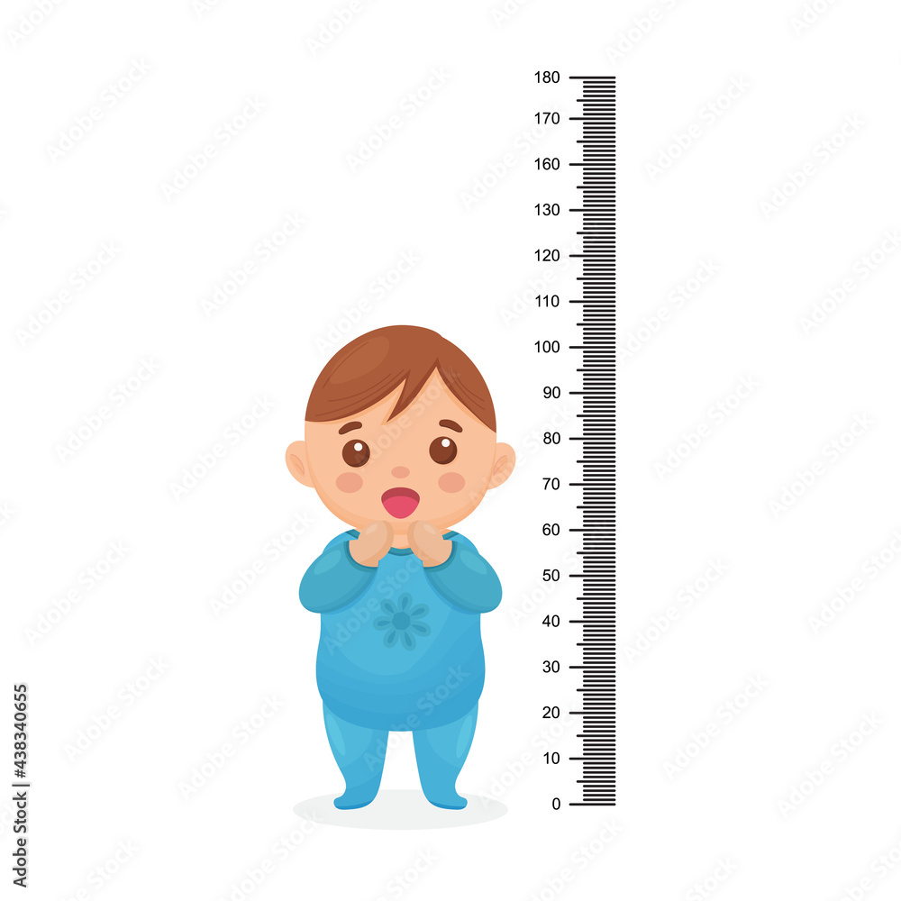 Kids meter wall with a cute cartoon boy and measuring ruler. Vector ...