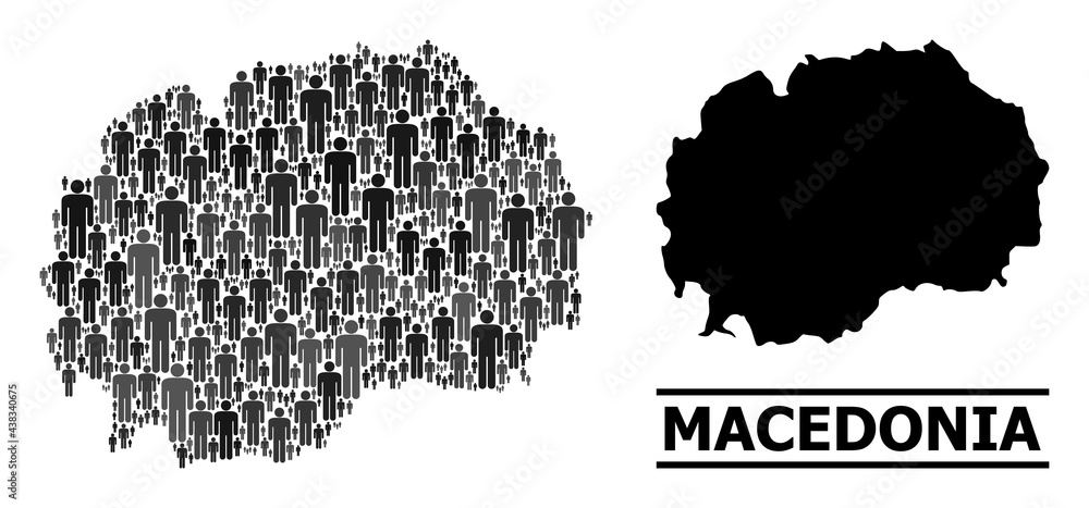 Map of Macedonia for demographics applications. Vector nation mosaic ...