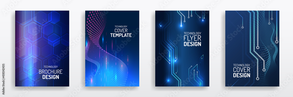 Plakat Abstract technology cover with circuit board. High tech brochure ...
