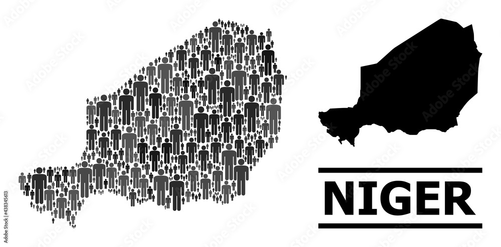 Map of Niger for national projects. Vector population mosaic. Concept ...