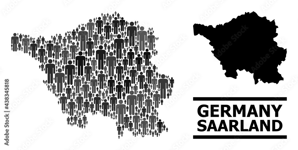 Map of Saarland State for social projects. Vector nation mosaic ...
