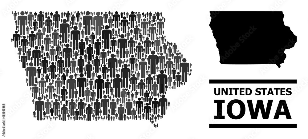 Map of Iowa State for demographics projects. Vector demographics ...