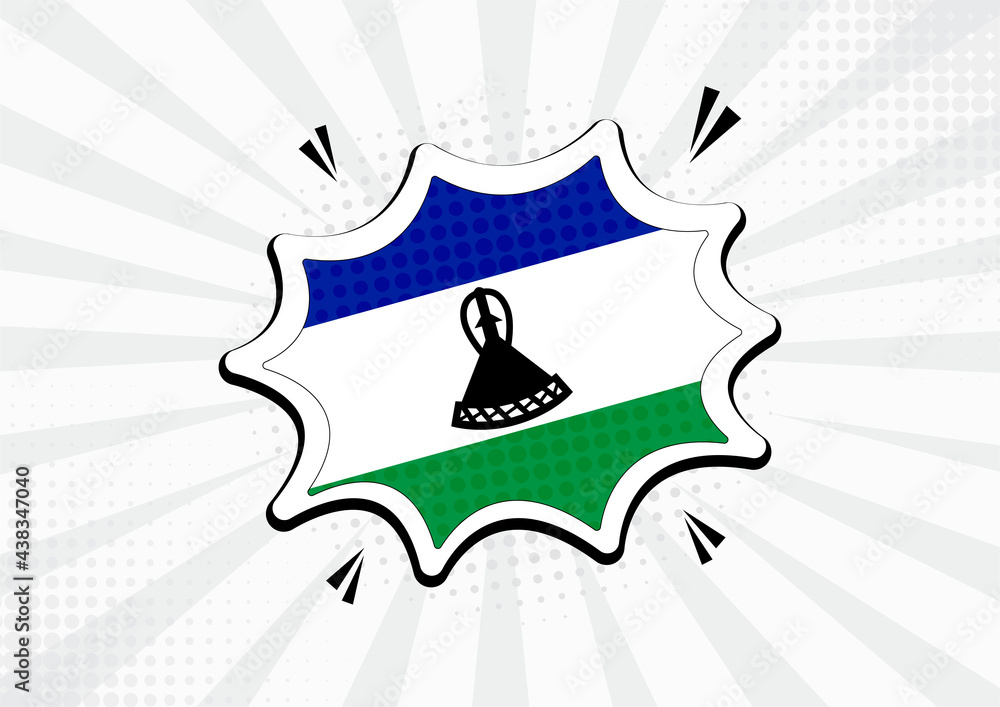 Artistic Lesotho country comic flag illustration. Abstract flag speech ...