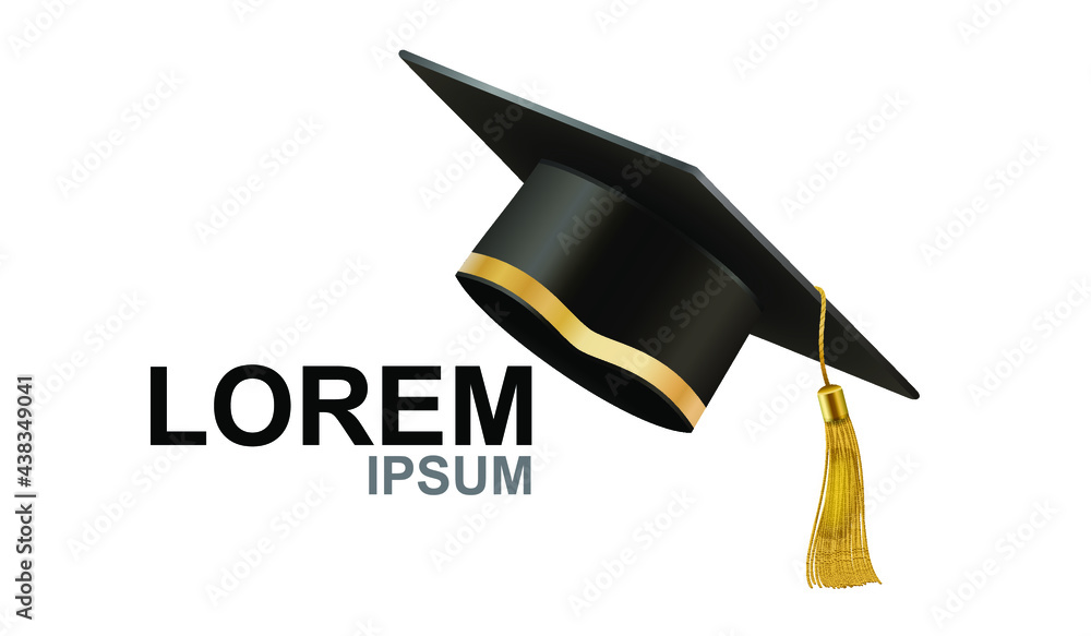 high school or university graduate cap isolated on white background 3d ...