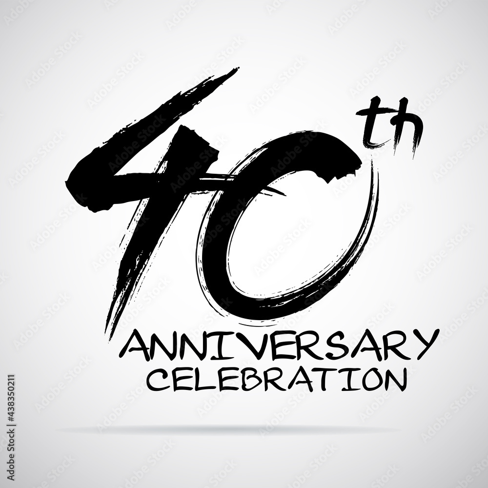 Vector Brush Calligraphy 40 years anniversary Sign Isolated on Grey ...