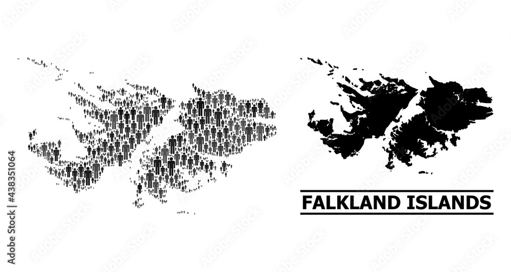 Map of Falkland Islands for national propaganda. Vector nation mosaic ...