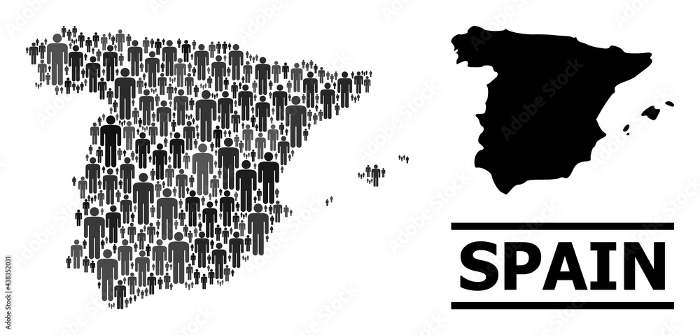 Map of Spain for demographics applications. Vector population ...