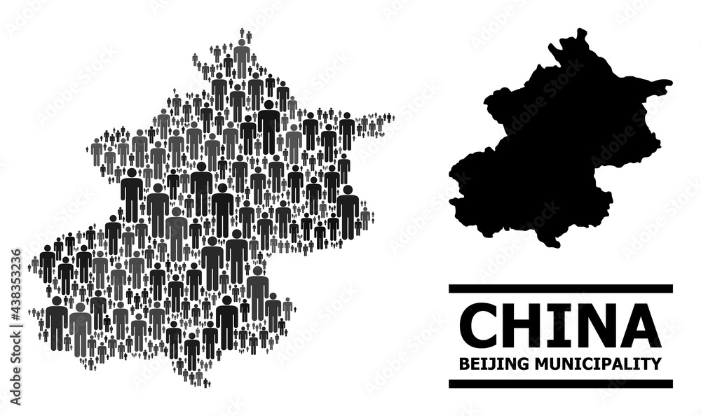 Map of Beijing Municipality for demographics agitprop. Vector ...