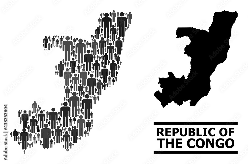 Map of Republic of the Congo for demographics propaganda. Vector nation ...