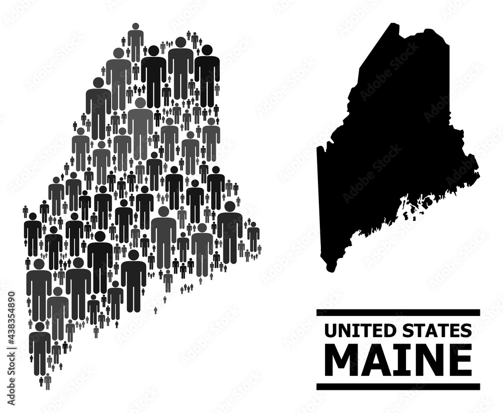 Map of Maine State for demographics posters. Vector demographics ...