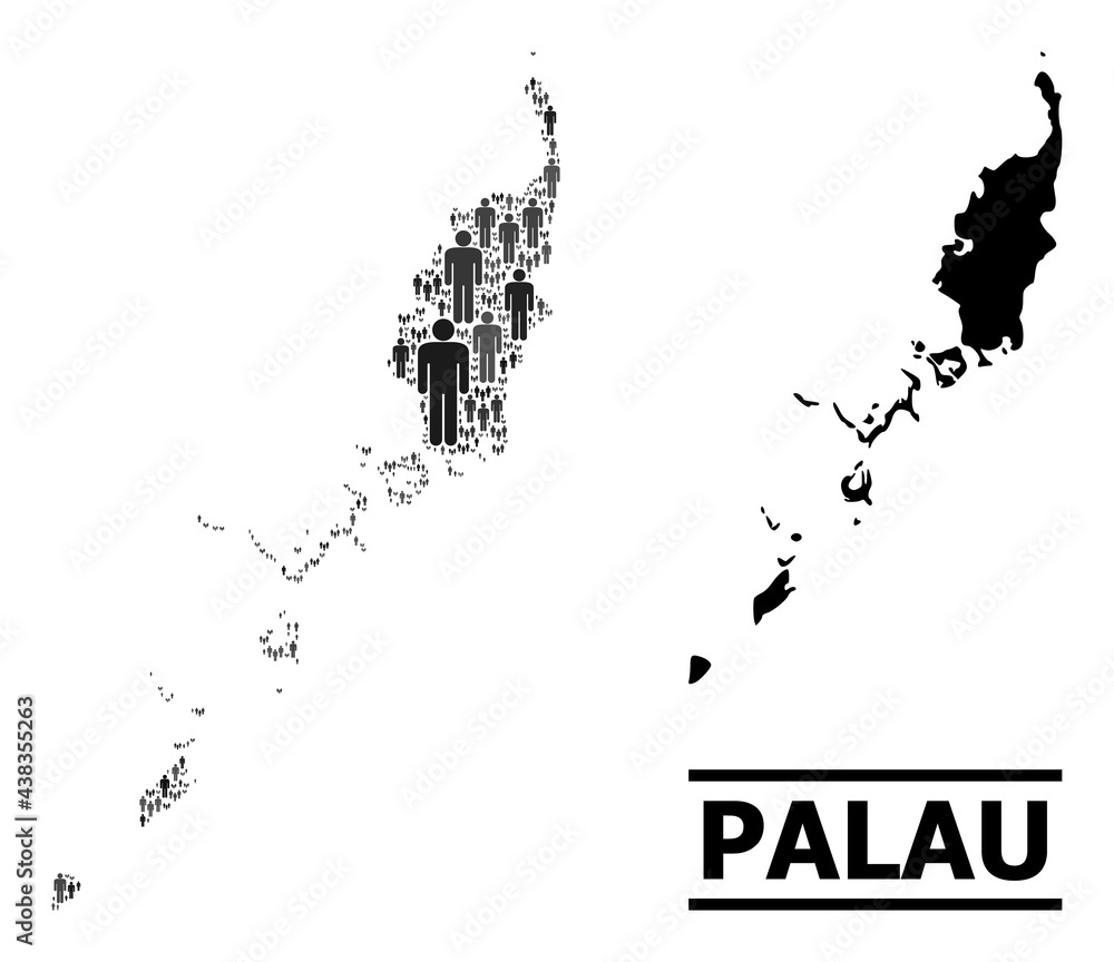 Map of Palau Islands for politics promotion. Vector population collage ...