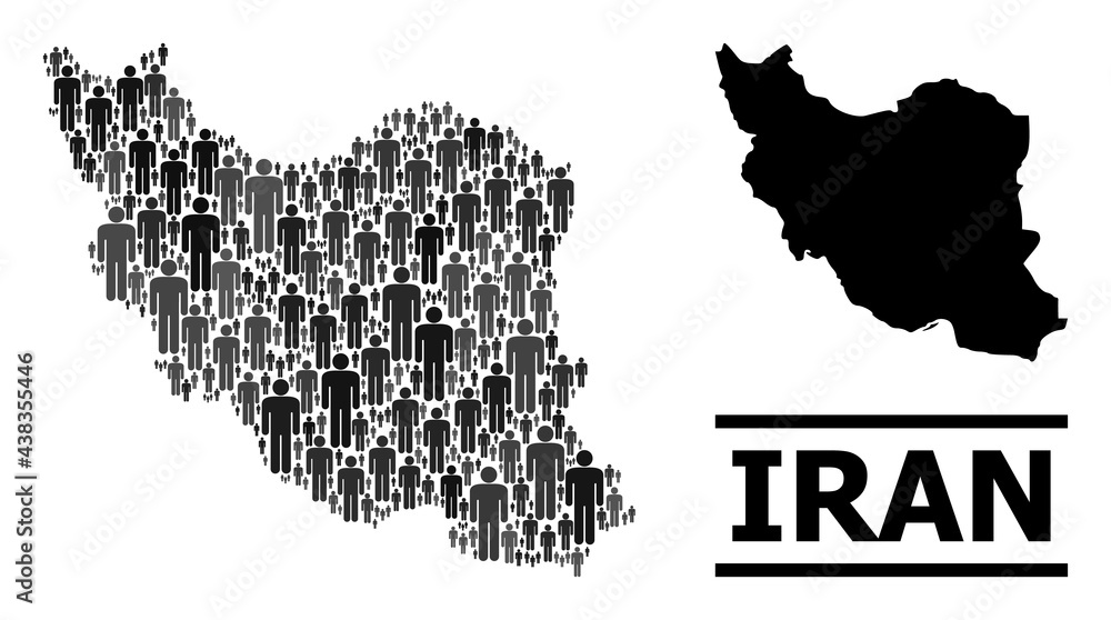 Map of Iran for social applications. Vector nation mosaic. Concept map ...