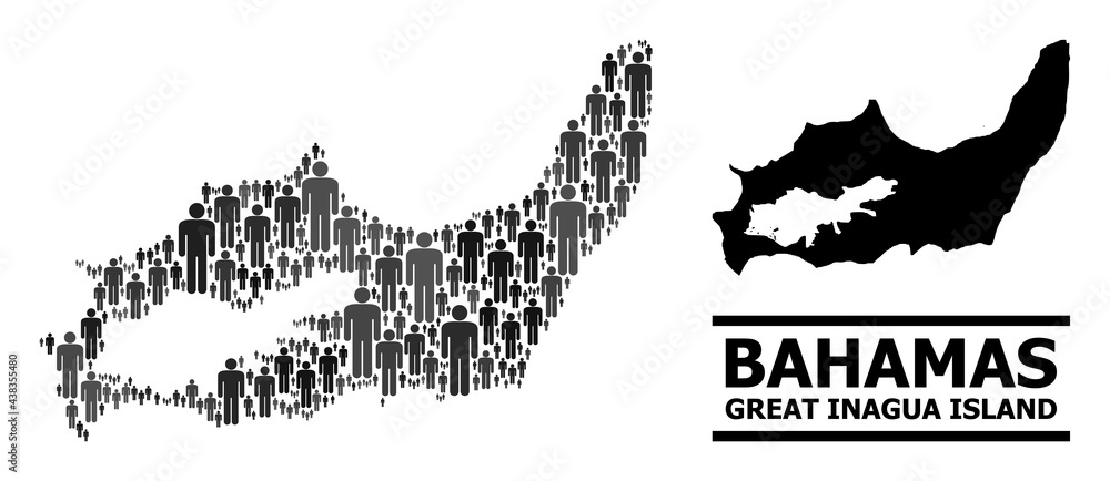 Map of Great Inagua Island for national posters. Vector population ...
